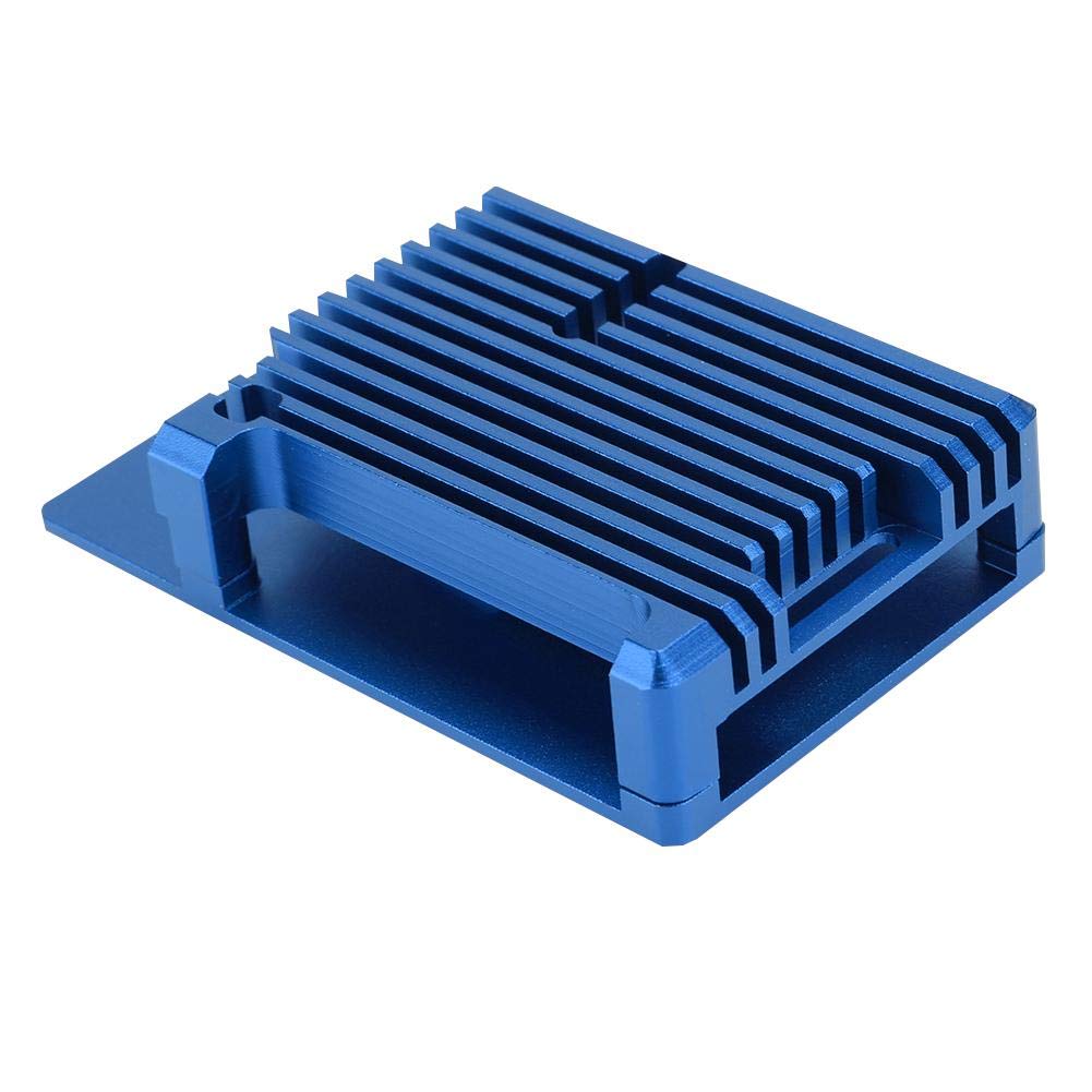 ASHATA Case for Raspberry Pi, Aluminum Alloy Housing with External Slot Built-in Hot Column Enclosure Technology Design Case for Raspberry Pi 4(Blue)
