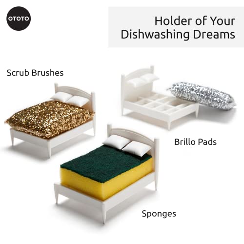 OTOTO Clean Dreams Kitchen Sponge Holder - Plastic Dish Sponge Holder for Kitchen Sink, Fits Any Standard Size Scrubby - Kitchen Sink Organizer, Decor, and Unique Gift Idea - Sponge Included