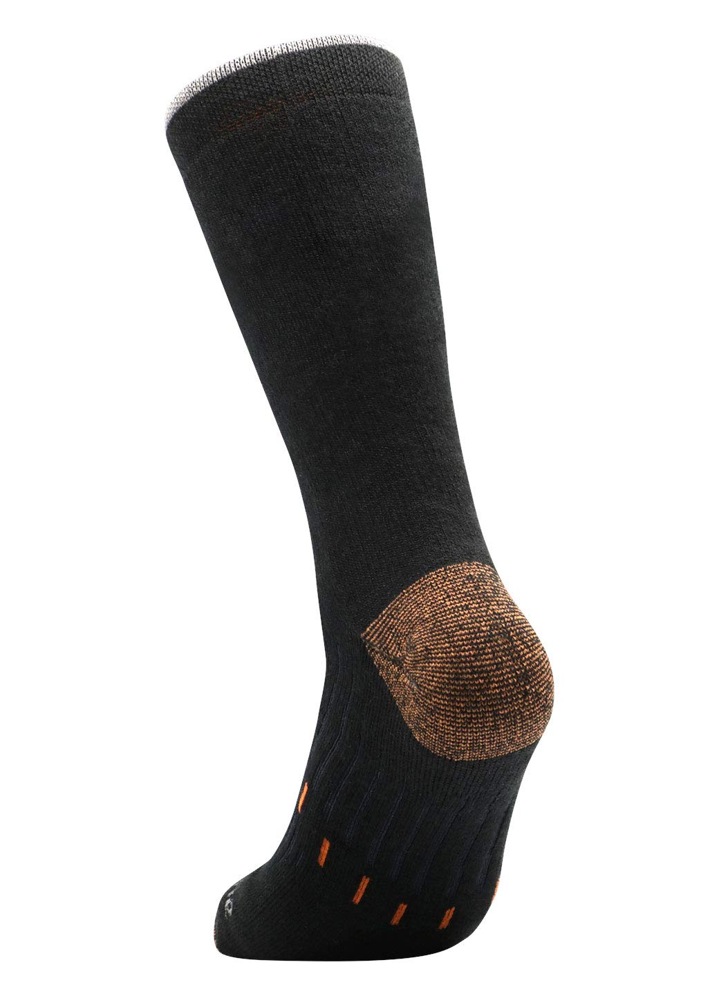 Avalanche Men's Odor Resistant Copper Wool Blend Crew Socks With Arch Support 2-Pack Black 10-13