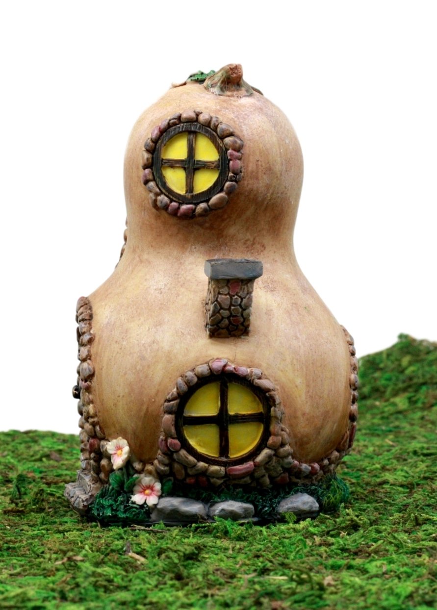 Ebros Gift Enchanted Fairy Garden Miniature Halloween Gourd Cottage House Figurine 6.25" H Do It Yourself Ideas for Your Home