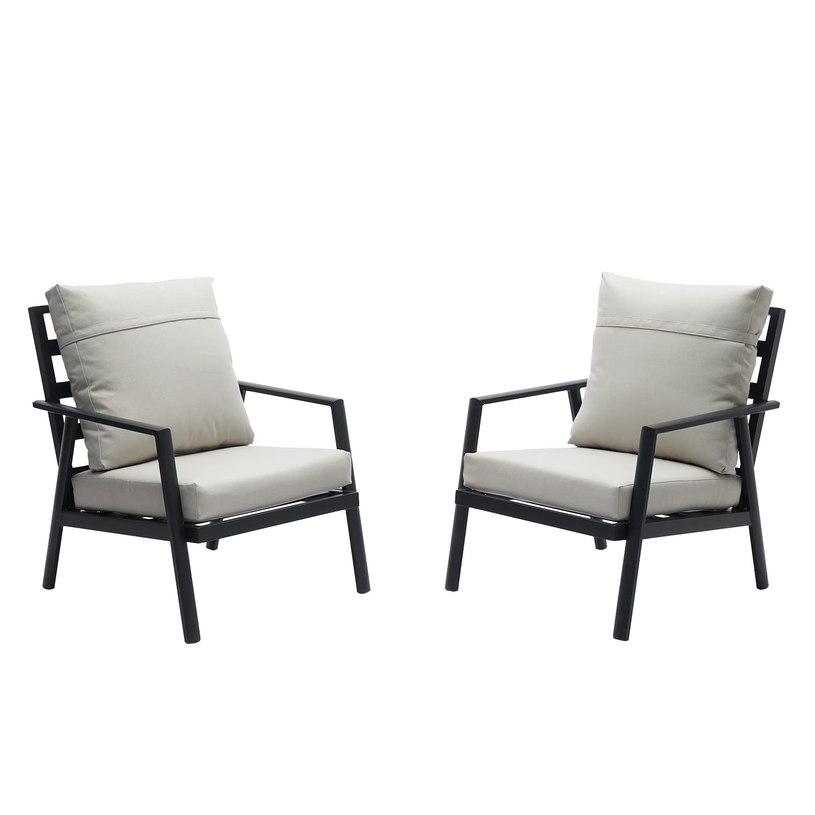LebenLiebe 2 Pieces Patio Furniture Sets Outdoor Sectional Sofa Set High Back Outdoor Sofas Aluminum Patio Sofa Set with Beige Cushions