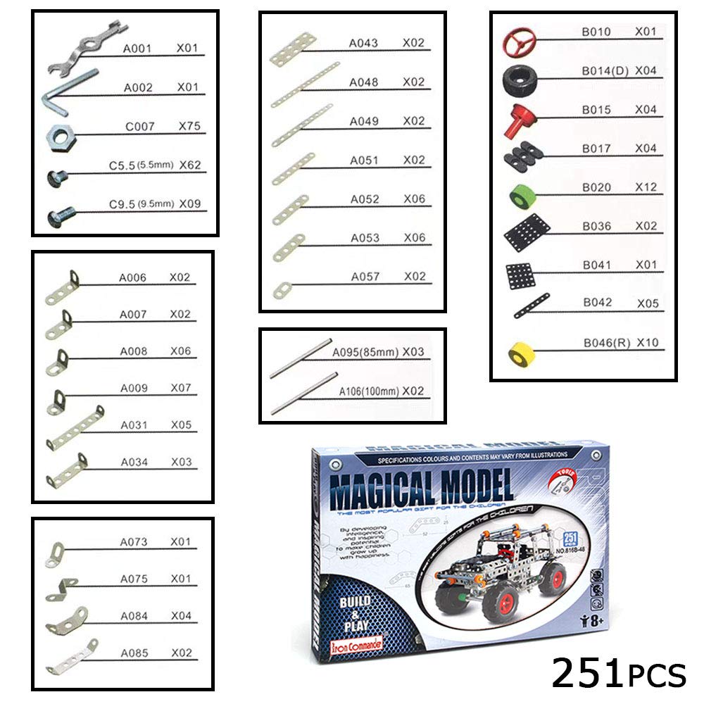 IRON COMMANDER STEM Jeep Building Toy Kit - Erector Set Model Kit, Metal Building Set, Steam Education Toy for Boys & Girls Age 8 and Up - 251 Parts