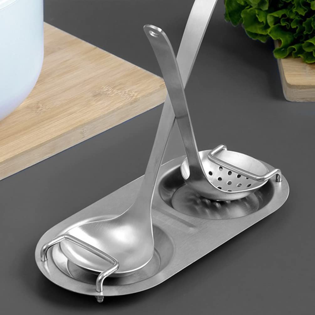 Cabilock Stainless Steel Spoon Rack Ladle Rest Chopsticks Pillow Pot Spoon Holder Cutlery Stand Pan Lid Holder Gold Spoon Rest Utensils Rest Utensil Holder Household Cutlery Rack