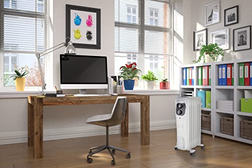 Comfort Zone Oil-Filled Radiator Space Heater, Radiant, Electric, Never Refill, Adjustable Thermostat, Tip-Over Switch & Overheat Protection System, Ideal for Home, Bedroom, & Office, 1,500W, CZ8008N