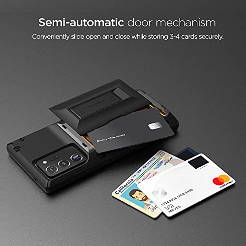 VRS DESIGN Damda Glide Hybrid Phone Case for Galaxy Note 20 Ultra, with [4 Cards] [Semi Auto] Premium Sturdy Card Wallet and Kickstand for Samsung Galaxy Note 20 Ultra 5G, 6.9 inch(2020) Black