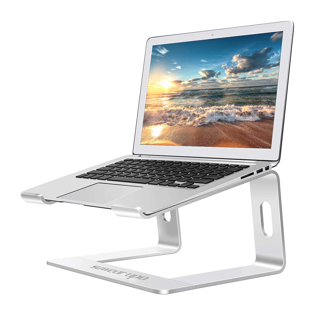 Banshou Aluminum Laptop Stand for Desk Compatible with Mac MacBook Pro Air Apple Notebook, Detachable Portable Holder Ergonomic Elevator Metal Riser for 10-17 inch (Silver-2)