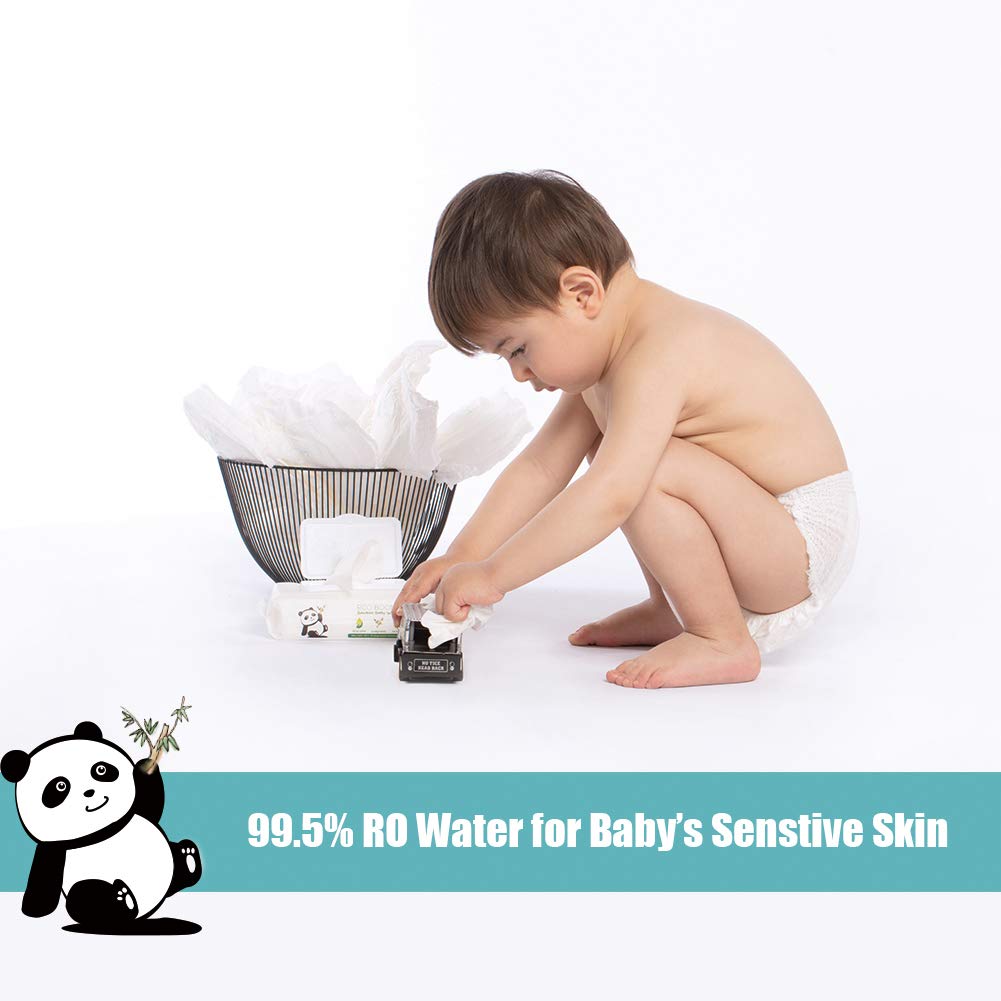 ECO BOOM Bamboo Wipes Eco 100% Baby Wet Wipes Ideal for Newborn Skin 540 Count Unscented