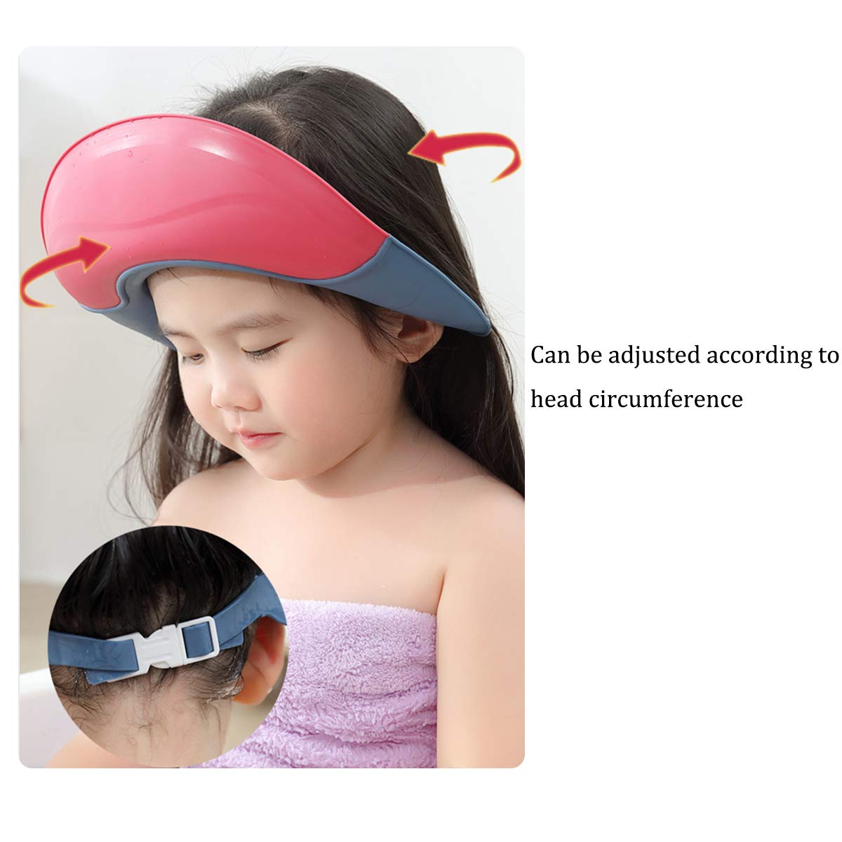 Baby Shampoo Cap Adjustment Silicone Bathing Hat Wash Hair Shield Hat Suitable for Babies, Toddlers, Children Pink