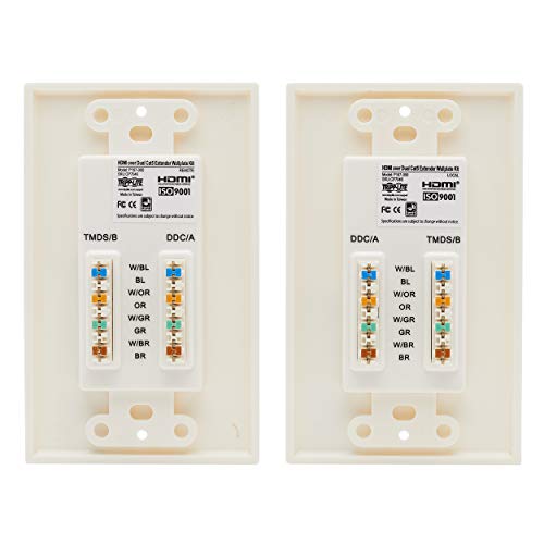 Tripp Lite HDMI over Dual Cat5/Cat6 Extender Wall Plate Kit with Transmitter and Receiver, TAA, 3 Year Warranty (P167-000),Multicolor