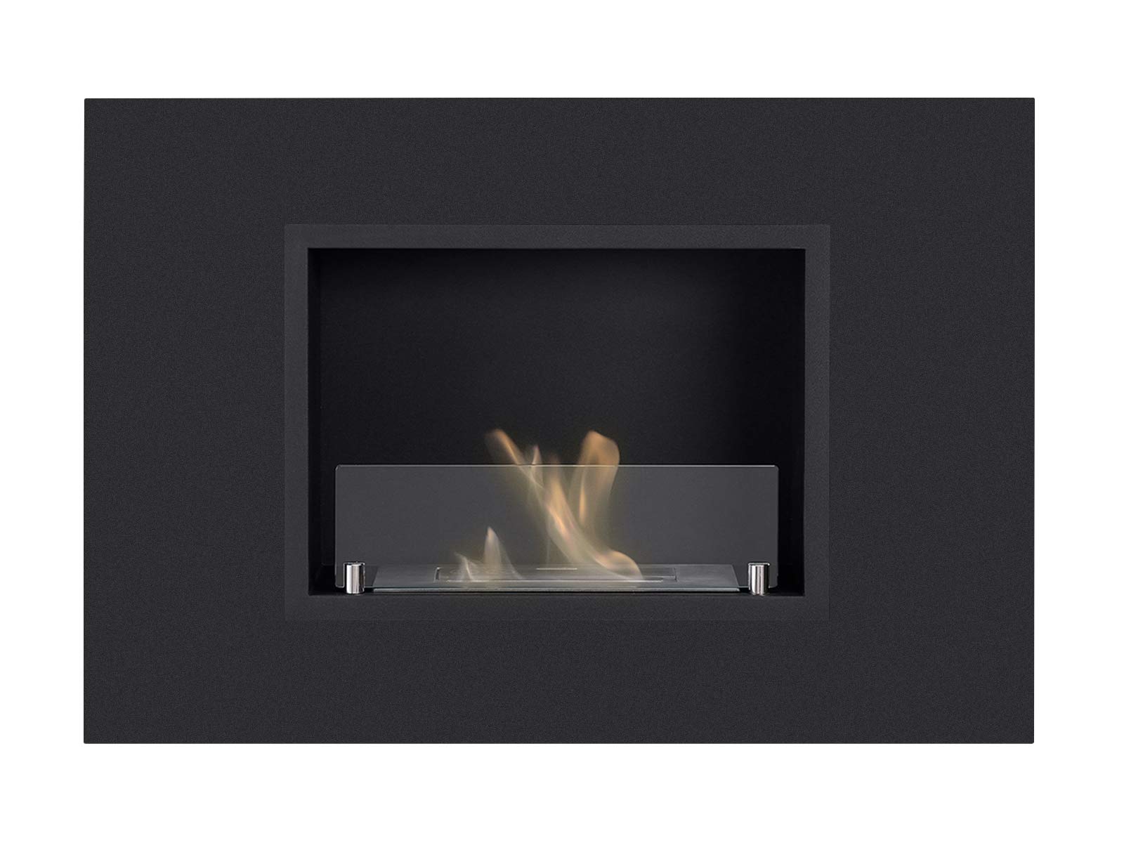 Black Recessed Wall Mount Ventless Bio Ethanol Fireplace - Quadra | Ignis