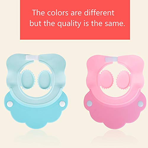 Baby Shower Cap Bathing Cap Safe Silicone Protection Bath Cap Soft Adjustable Visor Hat for Protector Head Eye Ear Shampoo Caps for Toddler,Baby, Kids,Children(Blue)