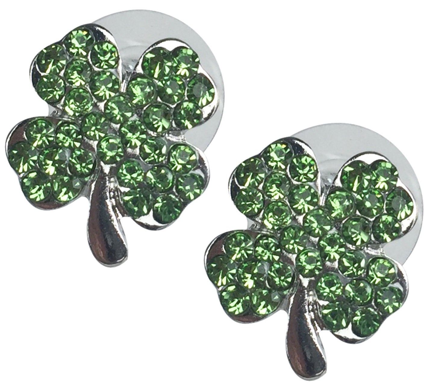 Artisan Owl - Irish Shamrock Green Crystal Good Luck Charm Clover Stud Earrings