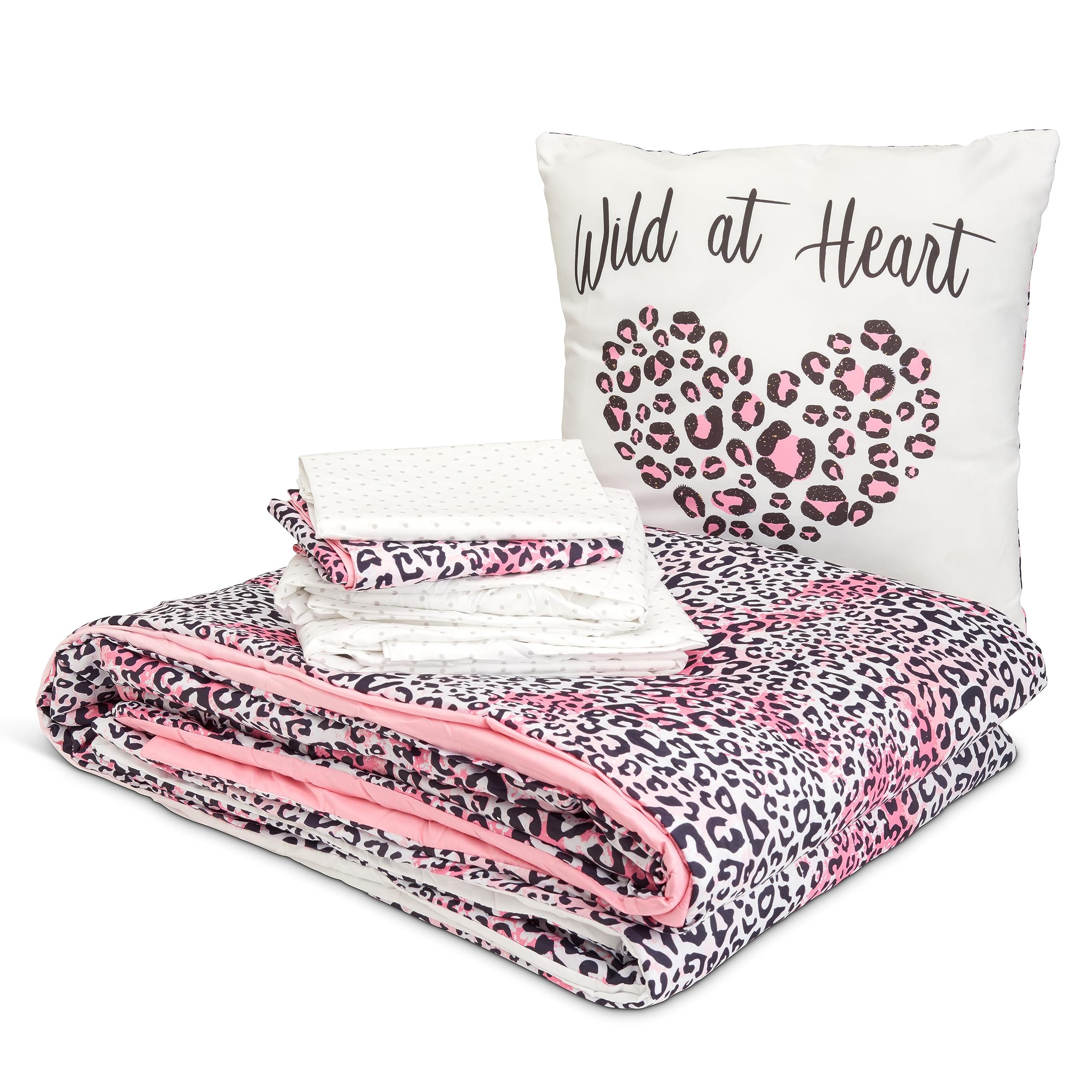 Northwest Classics Bed in a Bag with Decorative Pillow, 6-Piece Twin, Pink