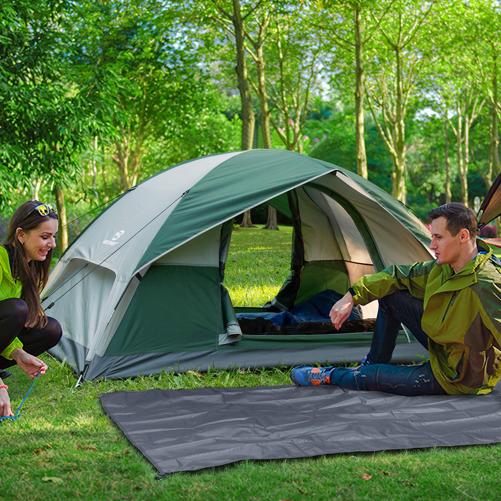 Bessport Ultralight Tent Footprint for 2 Person Waterproof Camping Tarp with Drawstring Carrying Bag for Picnic Hiking Backpacking Beach