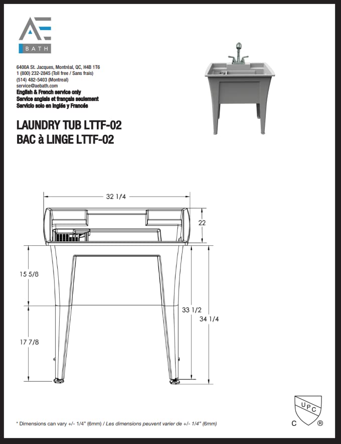 Bath Etc. Fremont Laundry Tub kit With Faucet 32'', White