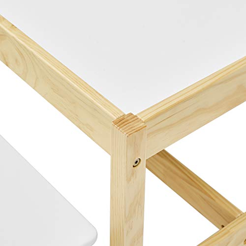 MUSEHOMEINC Kids Activity Table and Bench Set,Drawing and Painting Table for Study,Arts,Craft and Dining.3 in 1 Todder Play Table and Chair Set,Wooden Playroom and Learning Furniture