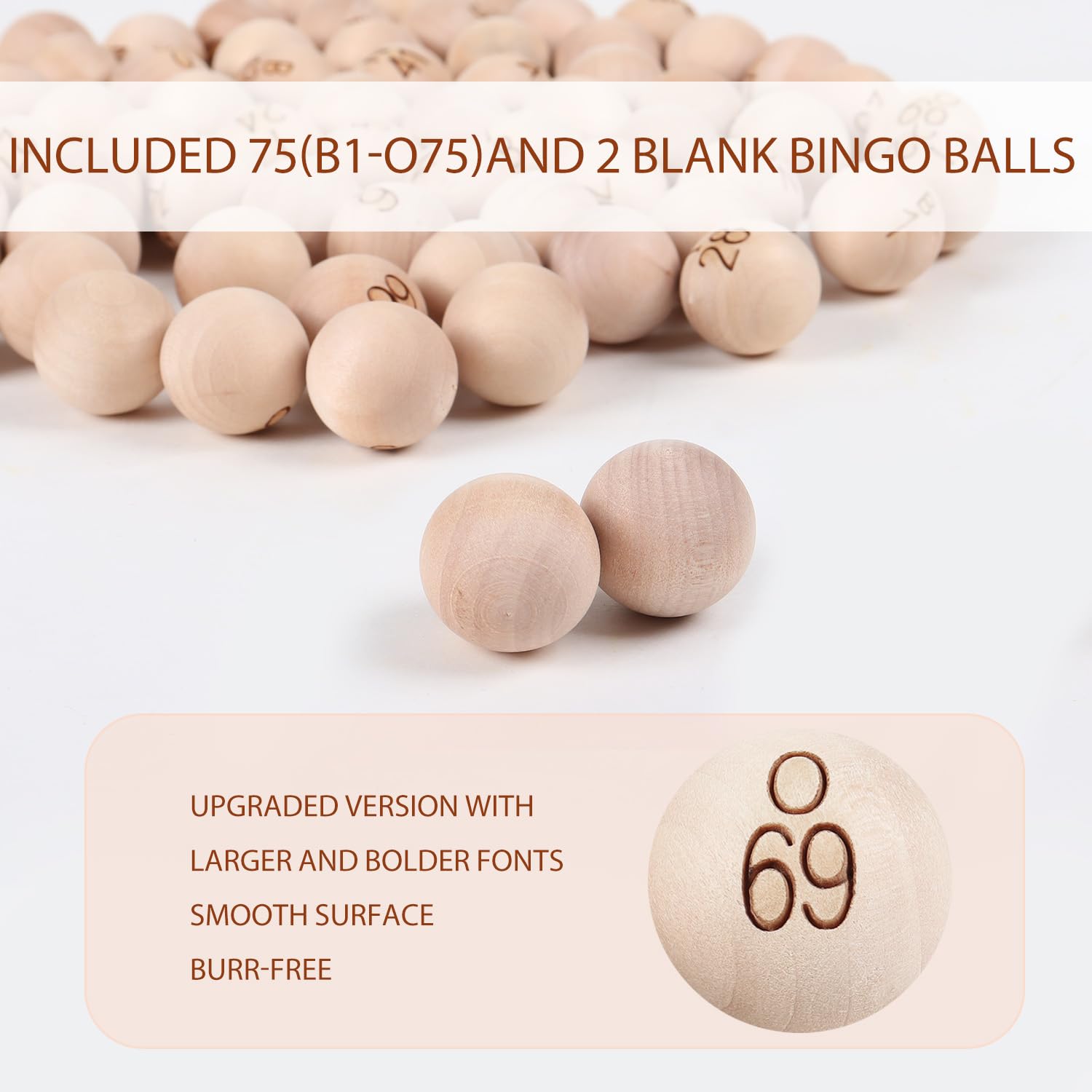 GSE Games & Sports Expert 7/8-Inch Bingo Balls, Solid Wooden Replacement Bingo Game Balls for Parties, Bingo Nights, Prize Raffles