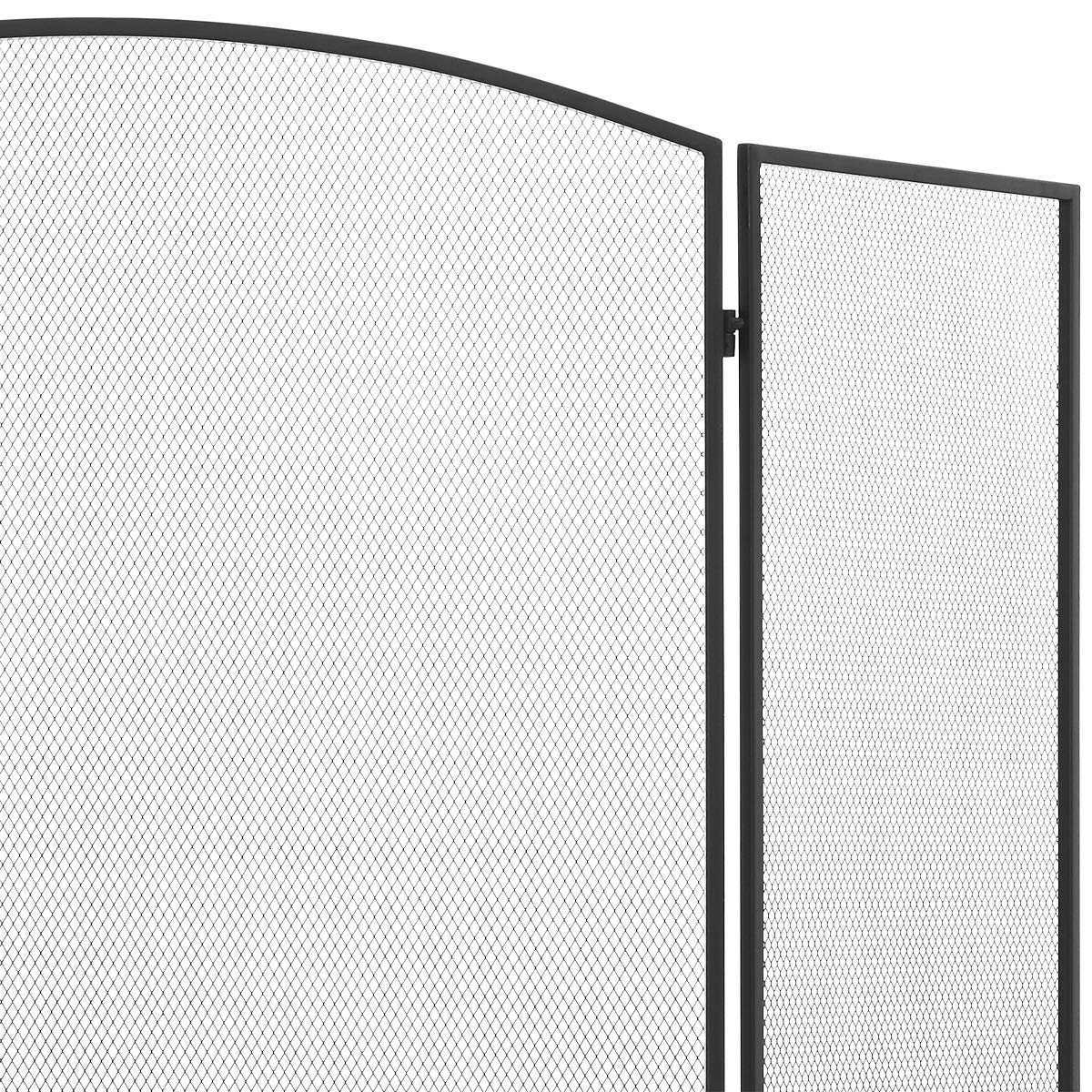 Barton 40x30 Fireplace Screen Black Mesh 3 Panel Fire Door Freestanding Cover Decorative Spark Guard Gate Grate