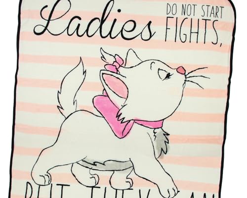 Disney Aristocats Marie Ladies Do Not Start Fights Micro Raschel Fleece Throw Blanket 46" x 60" (116cm x 152cm)