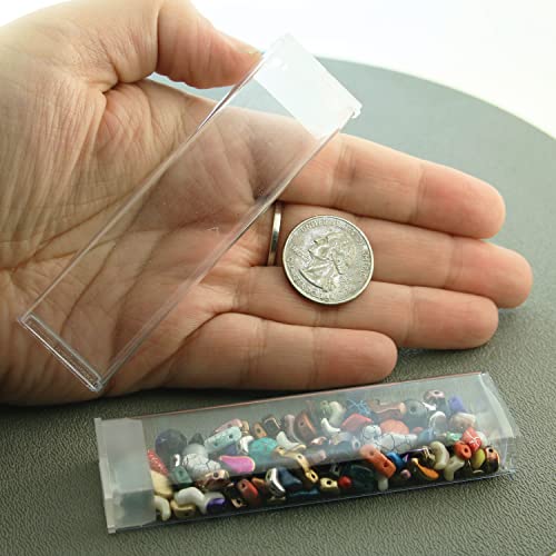 The Beadsmith Clear Plastic Boxes - Rectangle with a Flip Top Cap - 7/16β x 1β x 3-3/4β - Use for Beads, Bath Salts, Wedding & Party Favors, Home or Office Storage - Bag of 100
