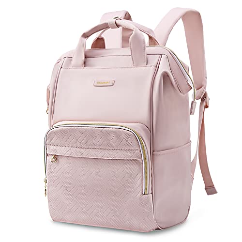 BAGSMART Laptop Backpack for Women, Travel Backpacks 15.6 Inch Notebook Doctor Back pack for College Work Business Trip Women (pink)