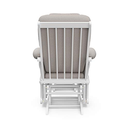 Storkcraft Tuscany Custom Glider and Ottoman with Free Lumbar Pillow (White/Taupe Swirl) - Cleanable Upholstered Comfort Rocking Nursery Chair with Ottoman