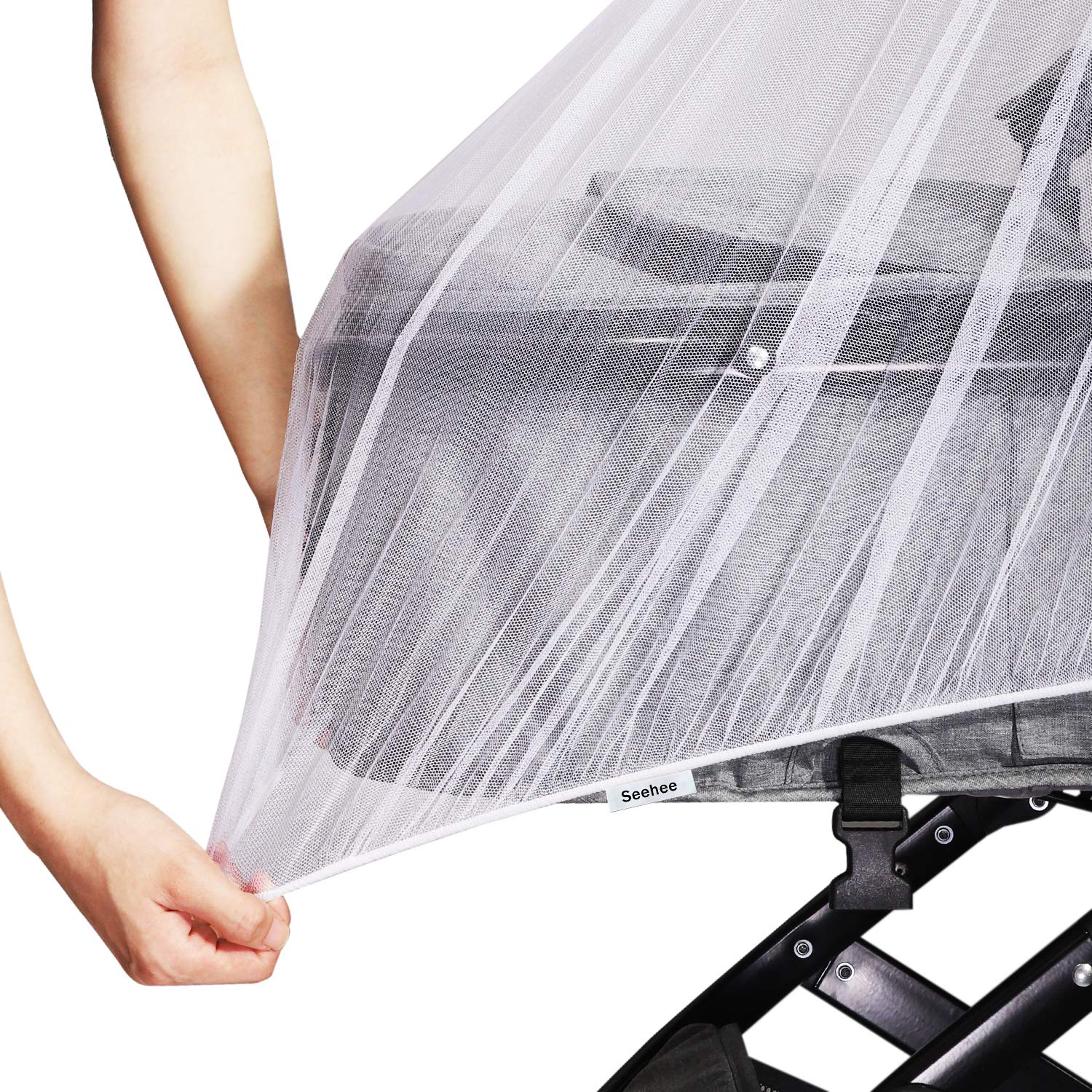 Baby Strollers Mosquito Net, SeeHee Bug Net Cover for Car Seats, Bassinets and Cradles, White