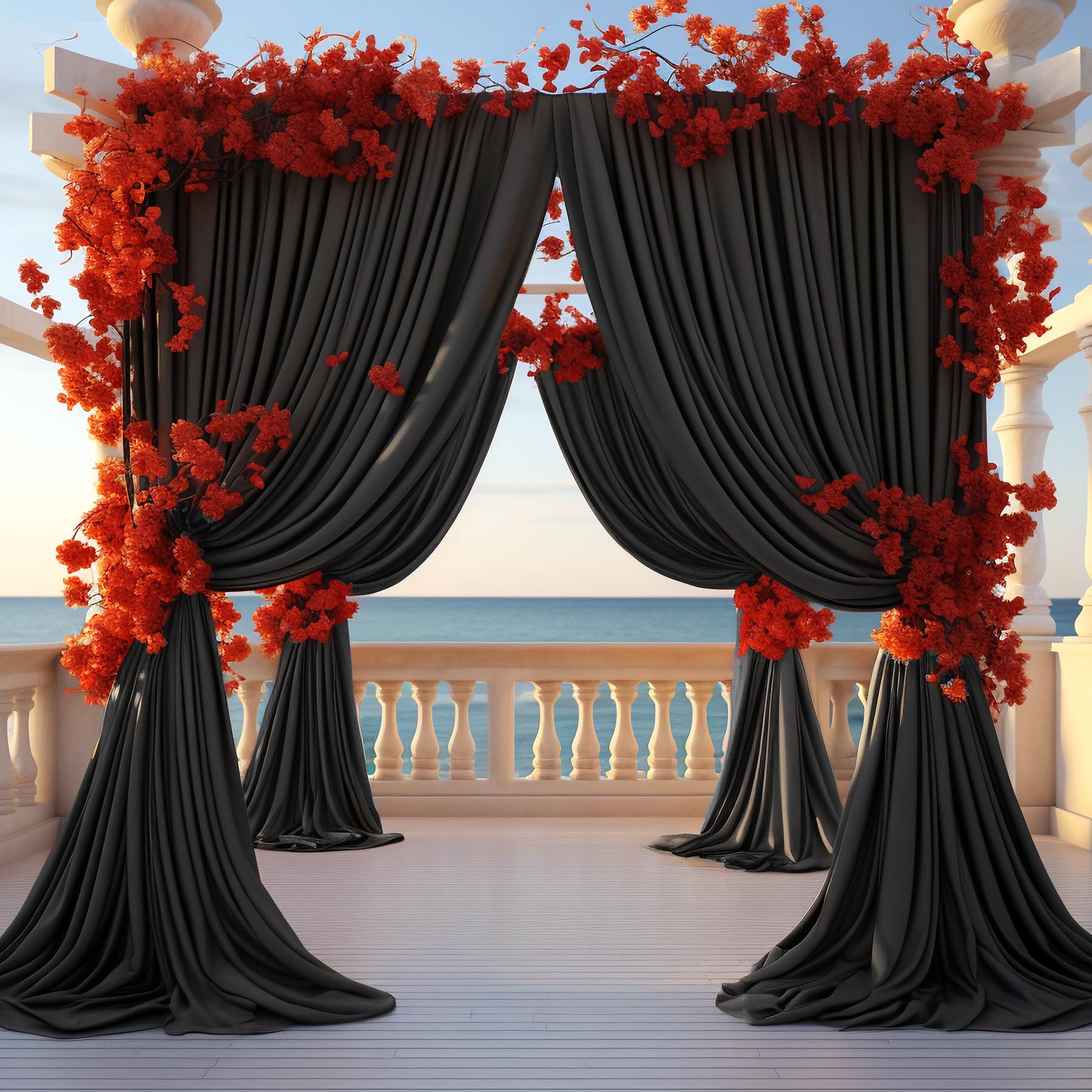 Black Backdrop Curtain for Parties Wrinkle Free Black Photo Curtains Backdrop Drapes Fabric Decoration for Birthday Party Wedding 5ft x 8ft,2 Panels