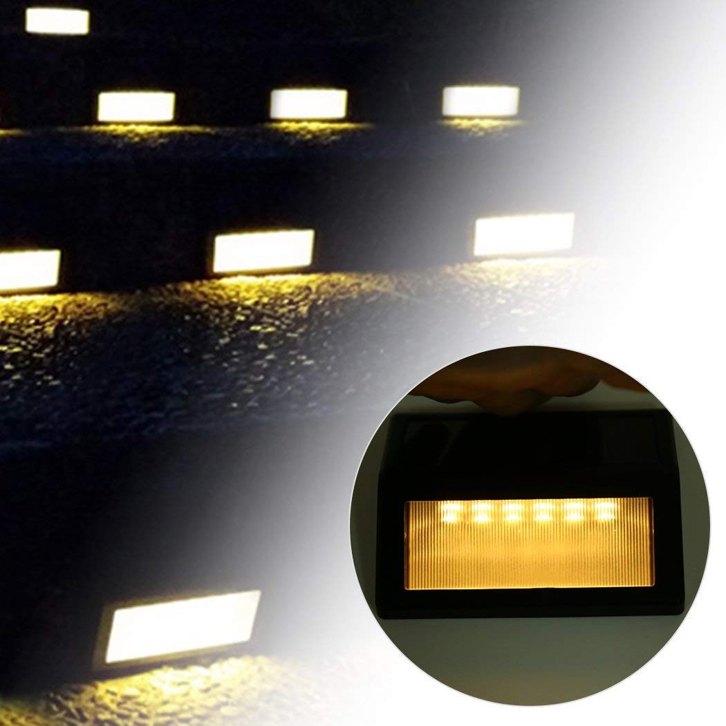 AZSCYN Solar Deck Lights,LED Solar Powered Step Lights Wireless Waterproof Outdoor Security Lamps for Patio Stairs Garden Pathway Yard- Warm Yellow Light