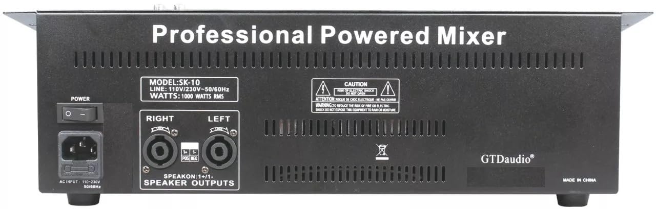 GTD Audio 10 Channel Professional Powered Mixer Power Amplifier, DJ Amplifier, USB, EQ, Effect