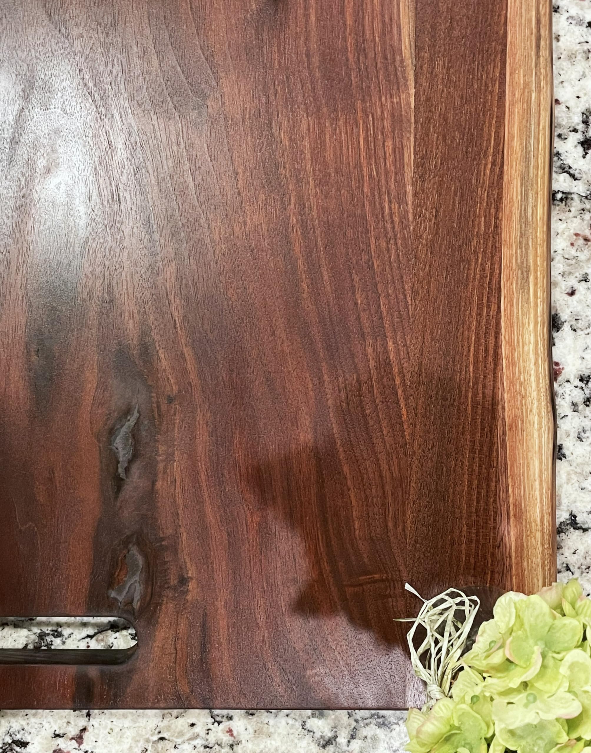 Black Walnut Ultra Large Gorgeous, Forest-to-Table Solid Double Live Edge Wood Charcuterie/Appetizer/Sushi/Dessert/Grazing Board/Serving Platter 100% USA Handcrafted. About 21 x 22 x 1.25