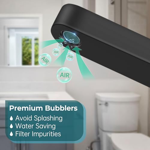 Black Bathroom Faucet 3 Hole, KPAIDA 8 Inch Widespread Bathroom Faucets for Sink 3 Hole Matte Black Bathroom Sink Faucet with Pop Up Drain and Water Supply Lines