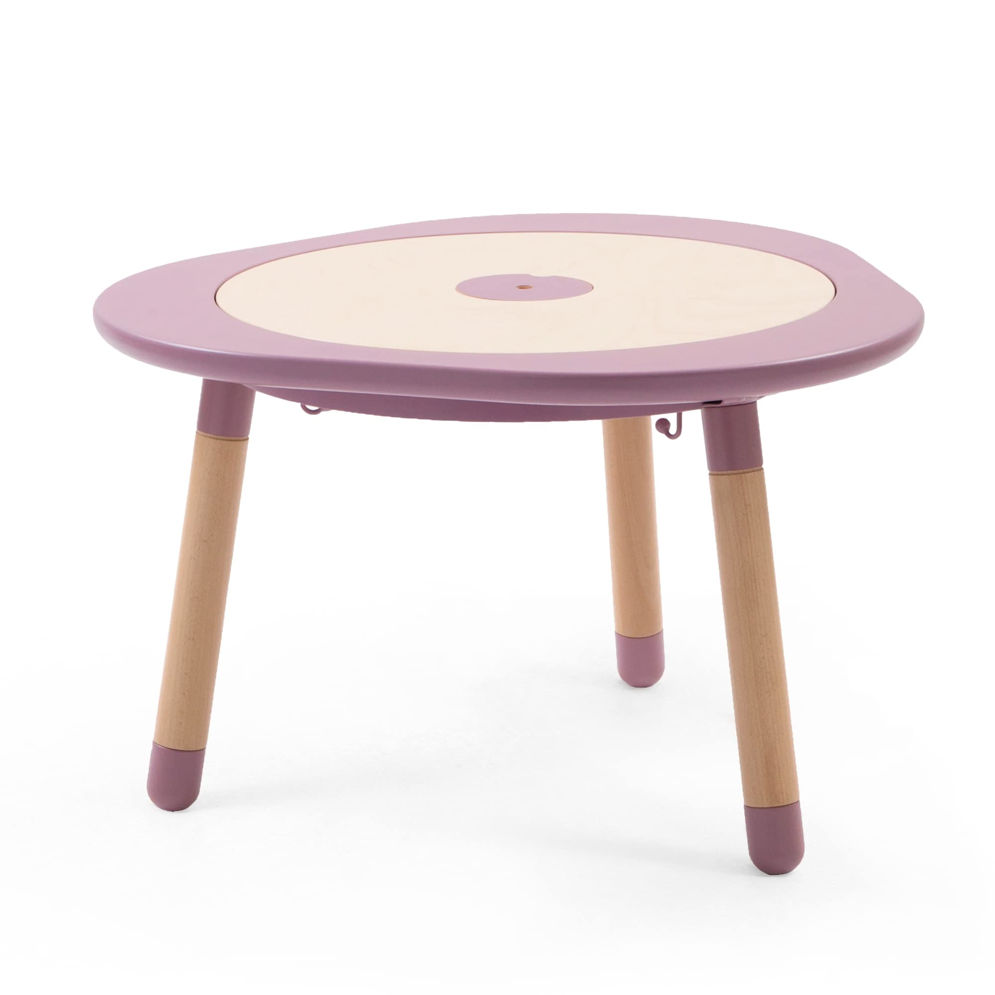 Stokke Mutable, Mauve - Multifunctional Children’s Play Table - Height-Adjustable Legs - Includes Four Double-Sided Activity Boards, One Puzzle & Natural Wood Cover