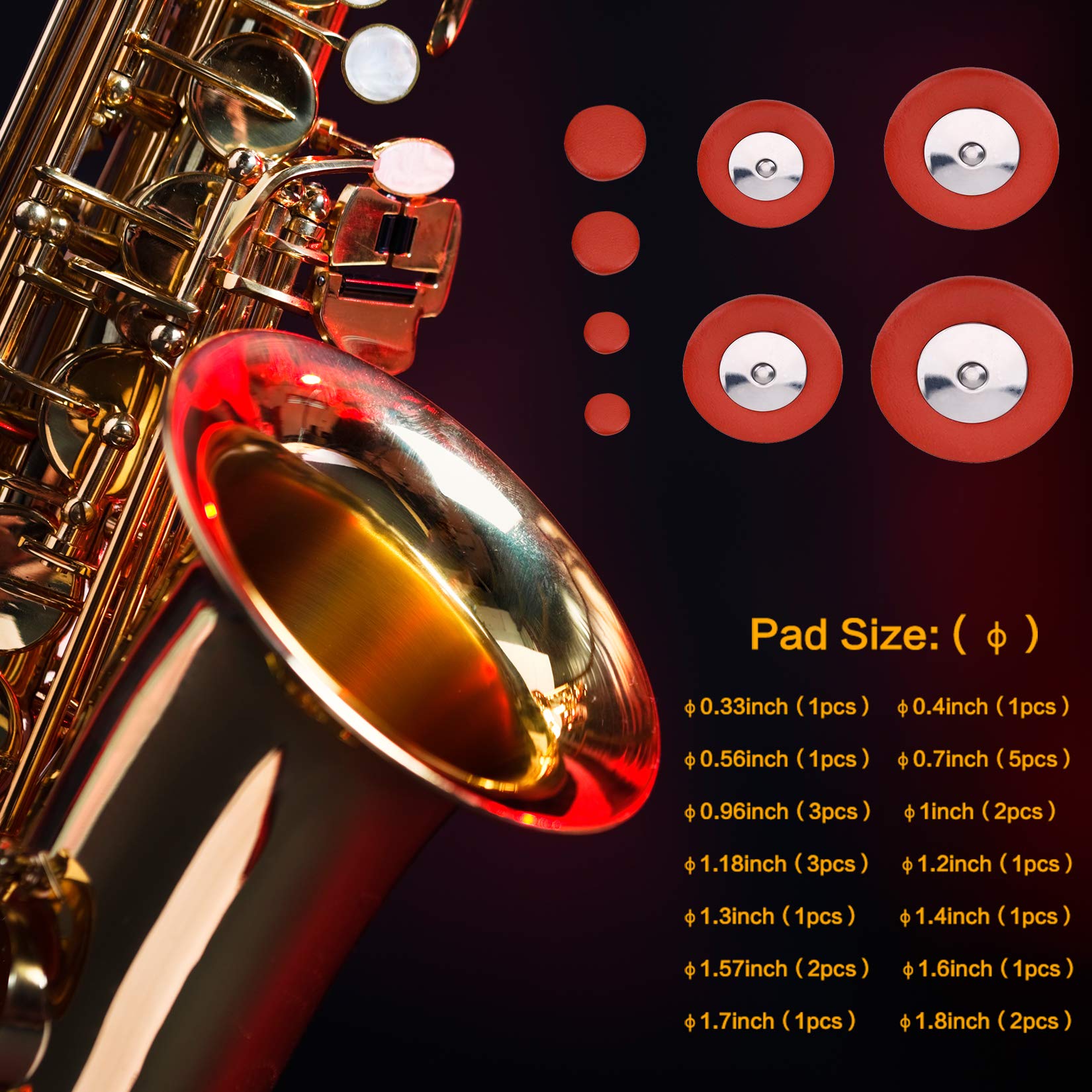 GU GU 1 Set Alto Sax Repair Parts Screws + 25pcs Sax Pads + Blanket column