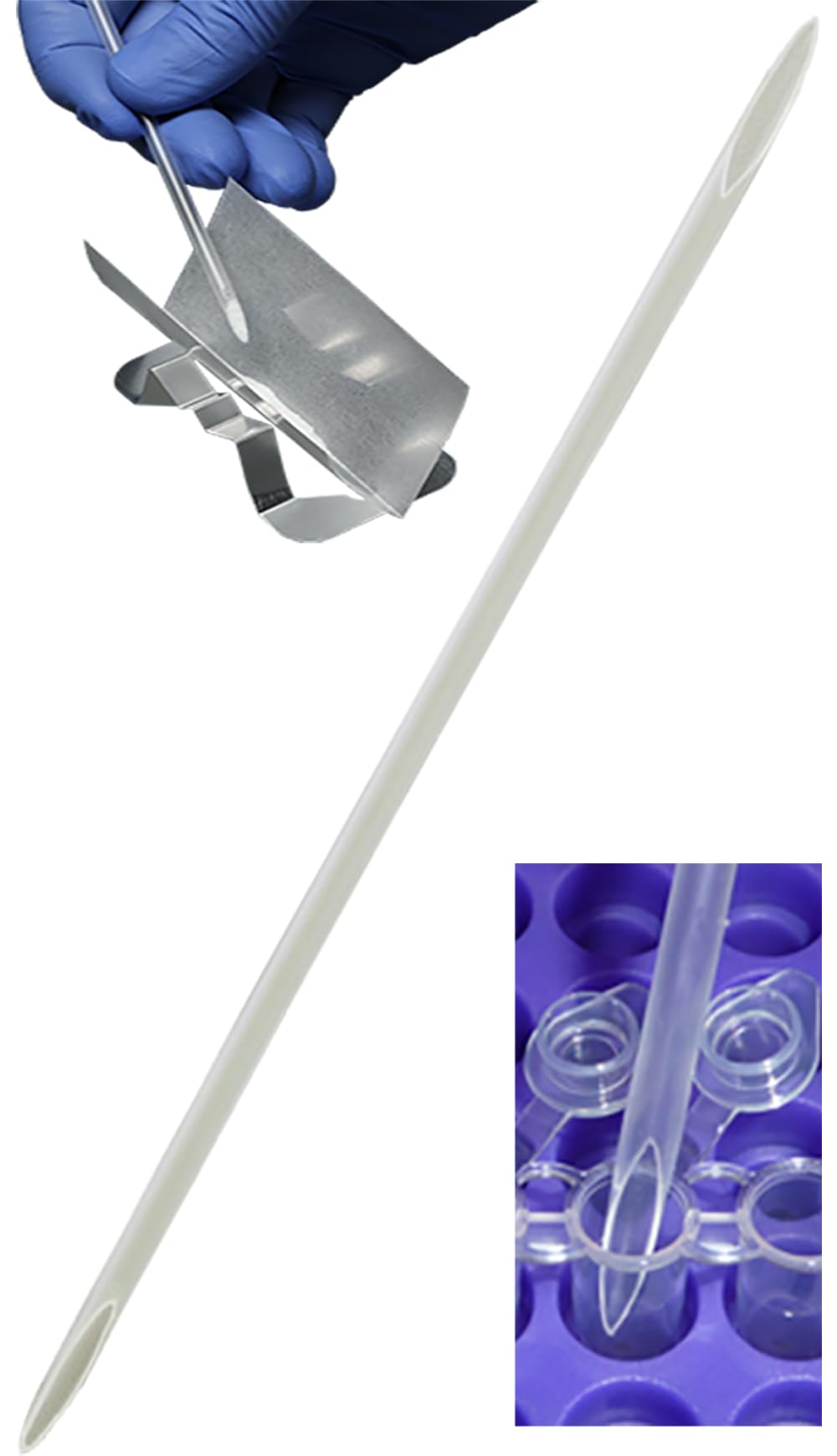 LevGo® 17231 Micro Antistatic smartSpatula® Disposable Multipurpose Laboratory Spatula, PP, 140 x 3.5 mm (300 spatulas per Pack). Look for The V at The Neck.