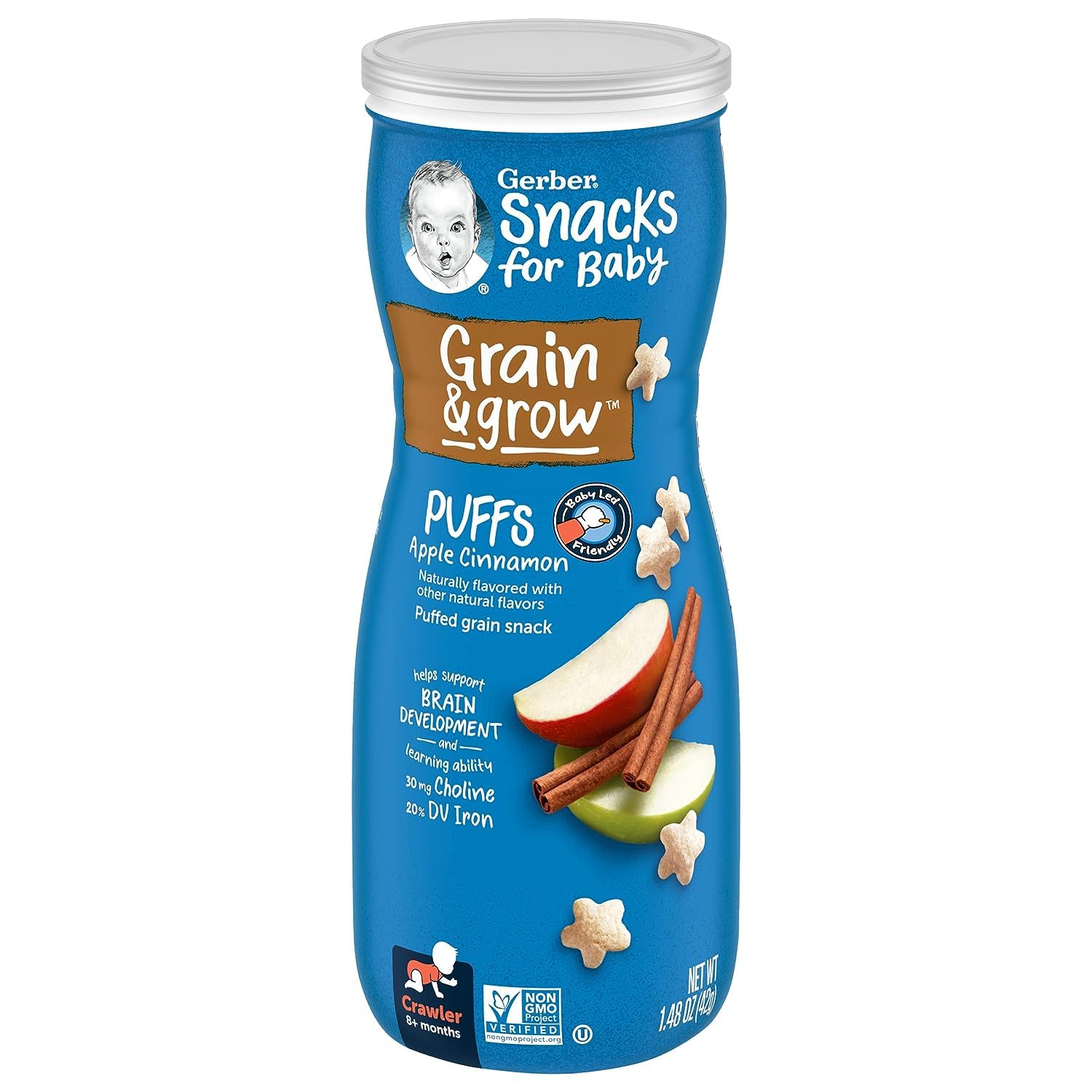 Gerber Graduates Puffs Cereal Snack Apple Cinnamon, 1.48 Oz