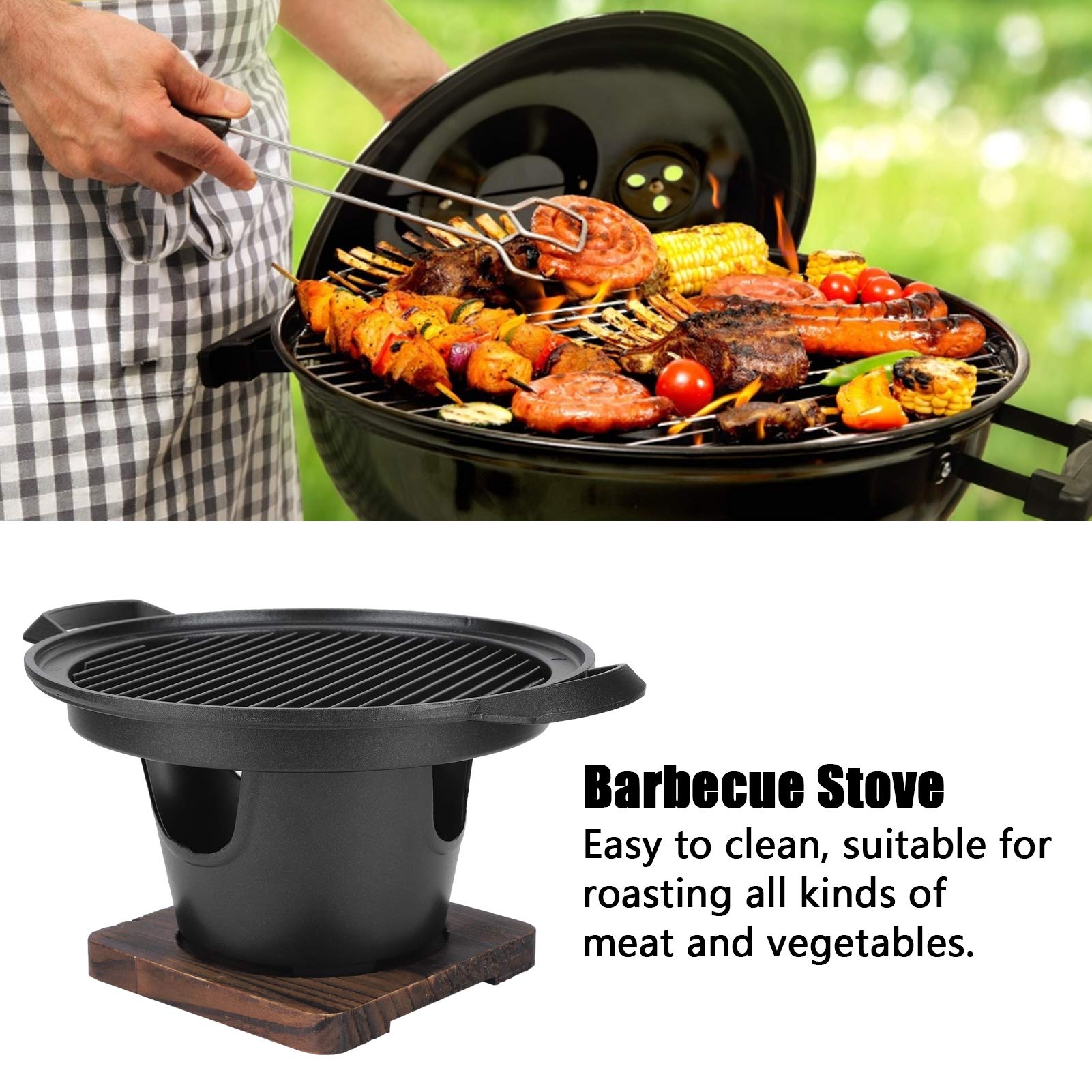 Barbecue Grill, Household Portable Mini Smokeless Barbecue Grill Charcoal Stove BBQ Accessories 26x21x12.5cm