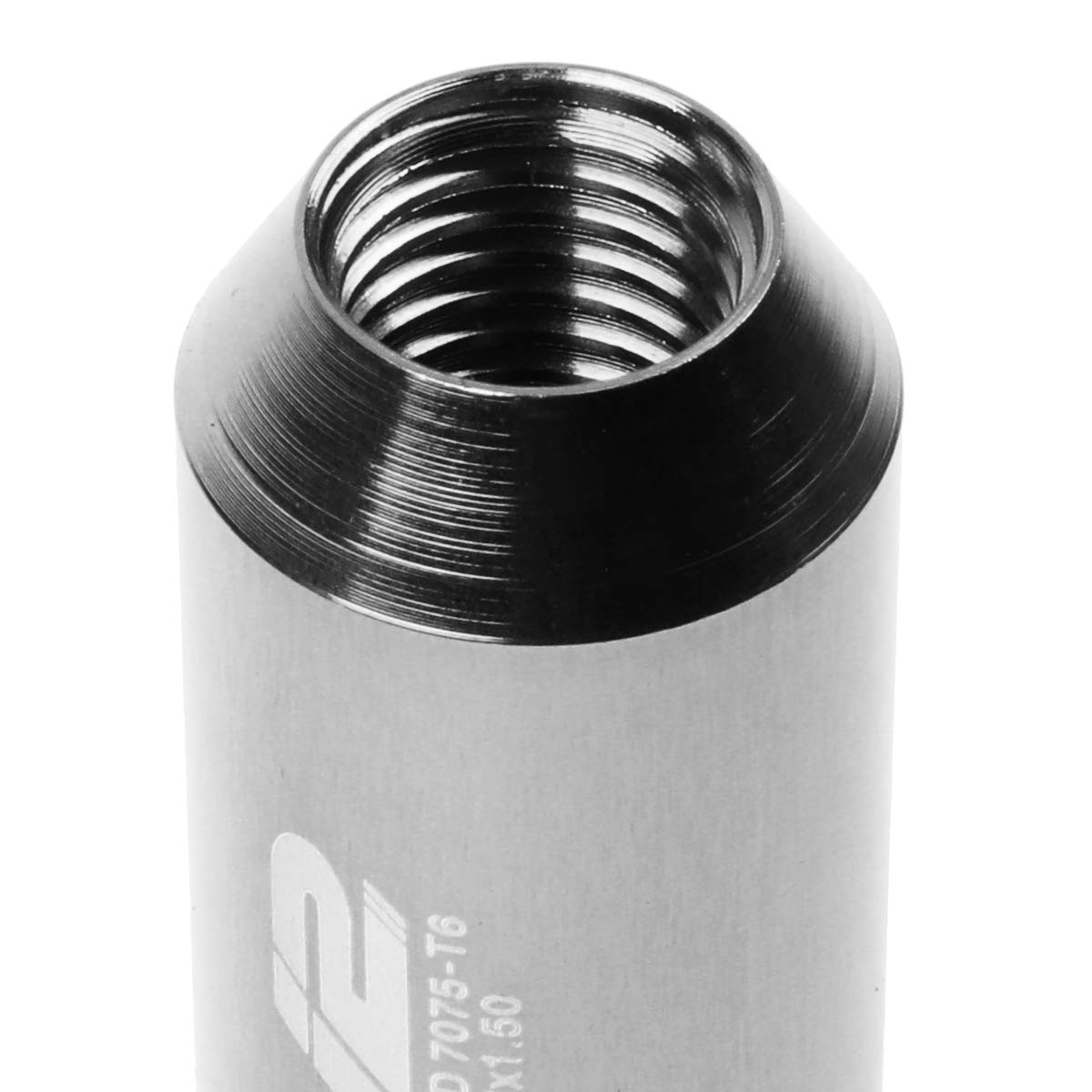 J2 Engineering 16Pcs 7075 Aluminum Open End M12 x 1.5 Lug Nuts w/4Pcs Lock Nuts & Key, Silver, Fit Conical Seat, LN-T7-010-15-SL