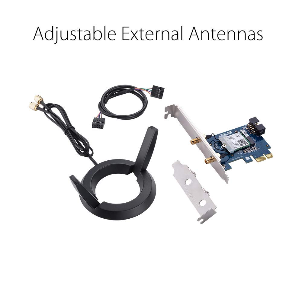 ASUS Dual Band 802.11AC Wireless-AC2100 PCI-e Bluetooth 5 Gigabit WiFi Adapter, 160MHz Support (PCE-AC58BT)