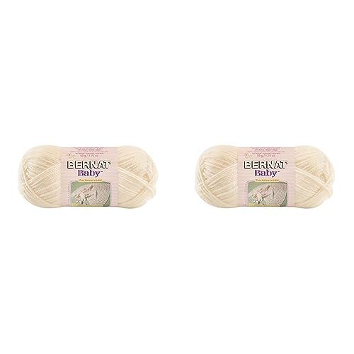 Bernat 16303535008 Baby Solid Yarn -Gauge - 1.7 oz - Antique White - Machine Wash & Dry for Crochet, Knitting & Crafting (Pack of 2)