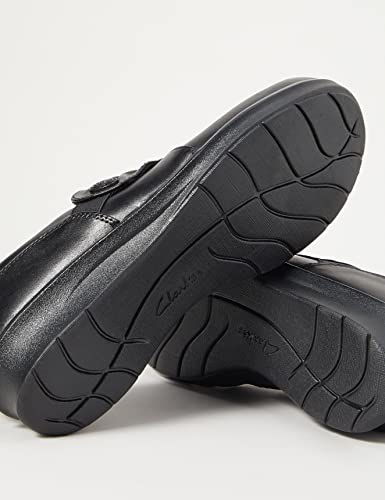 Clarks Women's Hope Roxanne Loafer, Black Leather, 9.5 W US
