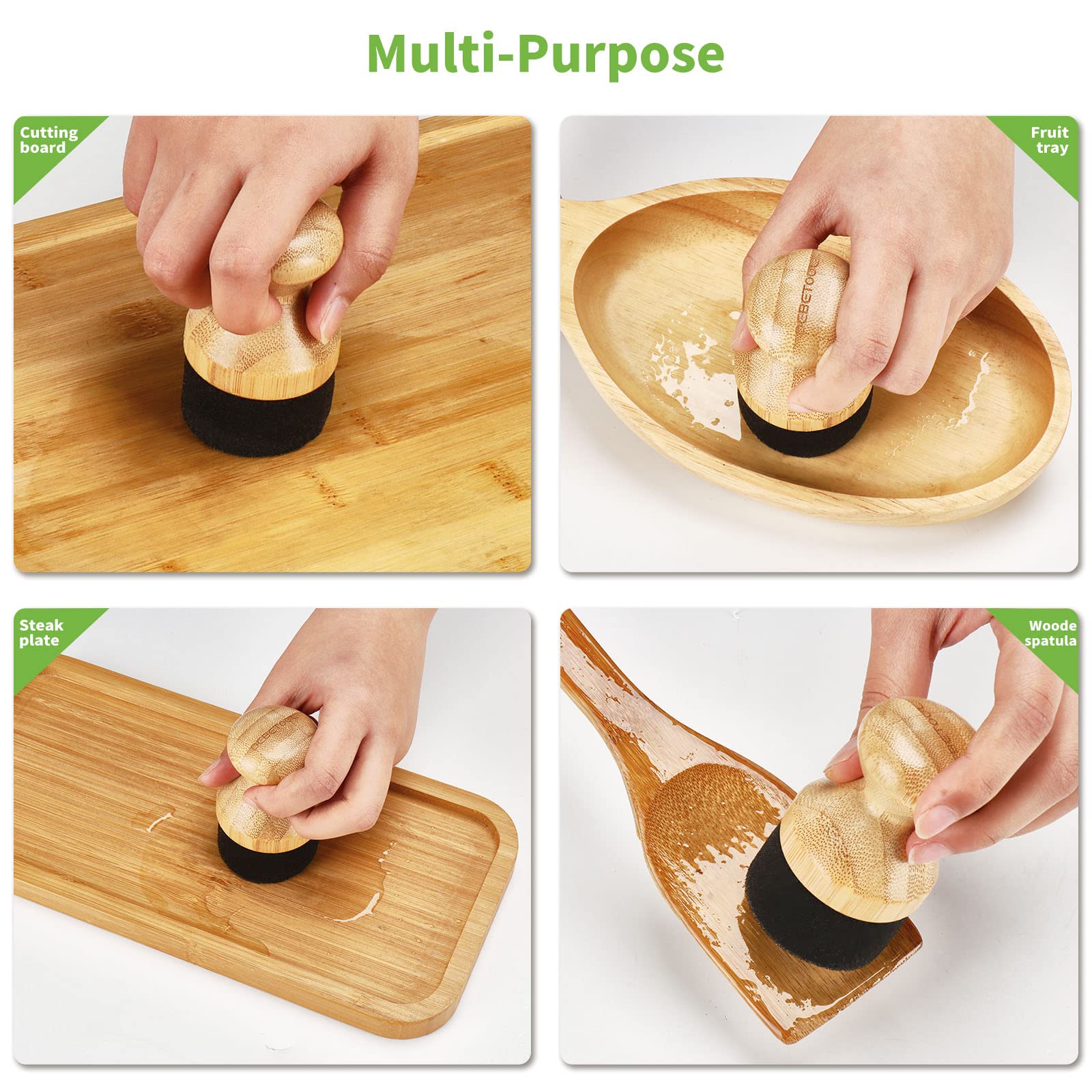 DEBETOOL 2Pack Cutting Board Oil Wax Applicator for Food Grade Mineral Oil Board - Natural Bamboo Applicator for Cutting Boards,Wooden Spatula,Spoon and Other Utensils