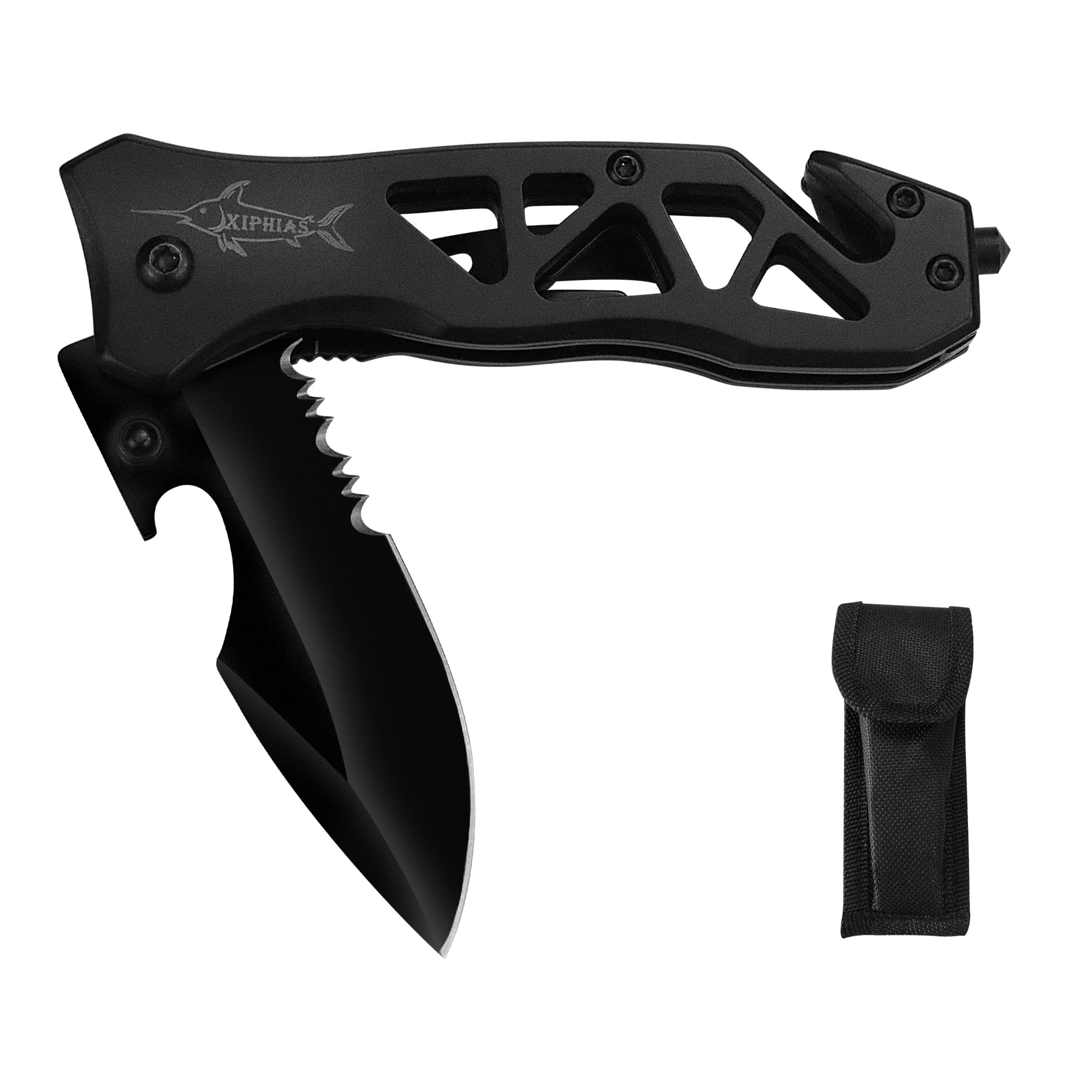 XIPHIAS Cool Folding Pocket Knife with Glass Breaker, Bottle Opener and Rope Cutter, Birthday Father's Day (D2)