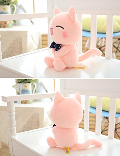 ECTY Cat Plush Cute Plushies, Pink Cat Plushie, Cat Stuffed Animals, Kawaii Plush Toys for Kids - 11 inch