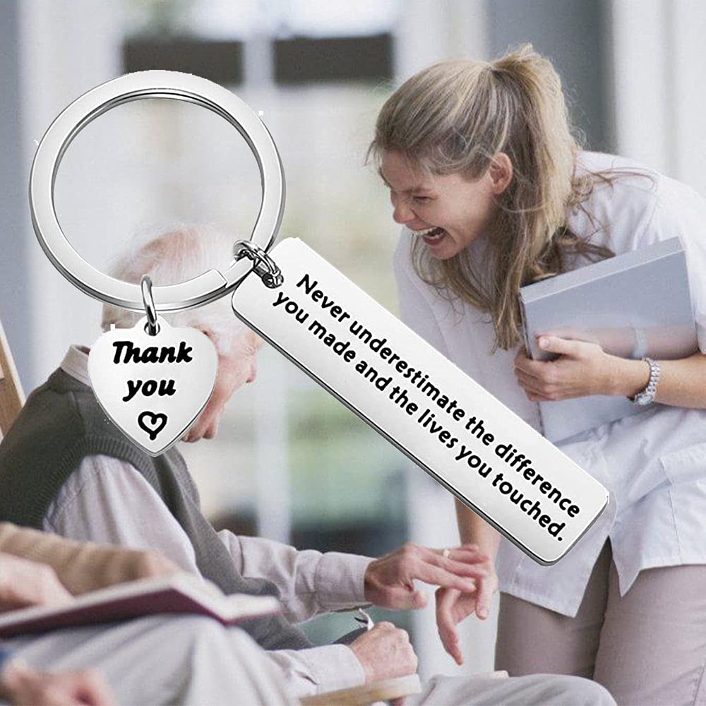 BAUNA Thank You Gift Appreciation Jewelry Keychain for Volunteer Social Worker