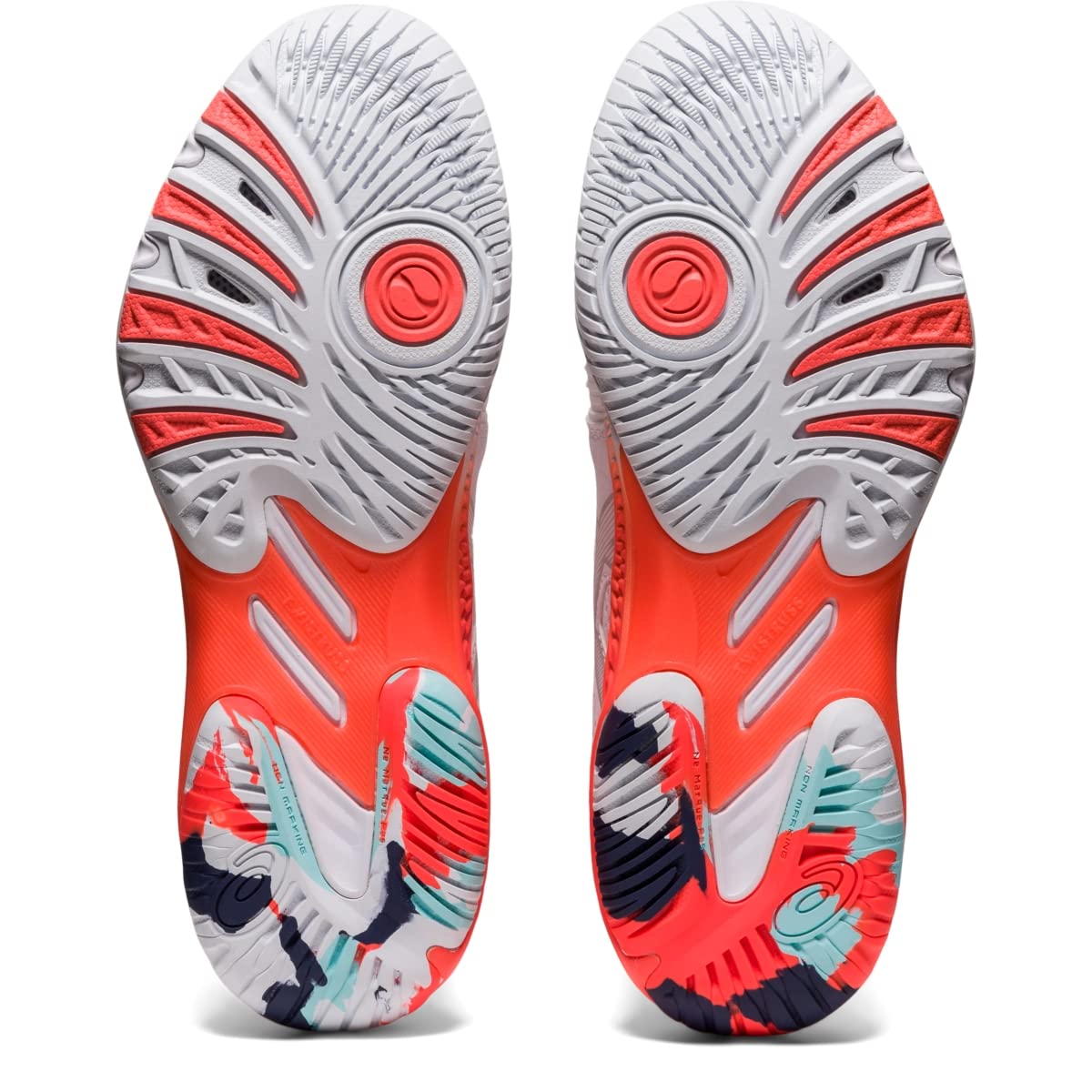 ASICS Women's Netburner Ballistic FlyteFoam 2 Volleyball Shoes, 6.5, White/Sunrise RED