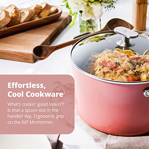 Greater Goods Party of Four Cook Kit - 10 Piece Nonstick Cookware Set for a Complete Kitchen | Non Toxic, Teflon Free Pots and Pans Work on All Cooking Surfaces, Even Induction (Coral Pink)