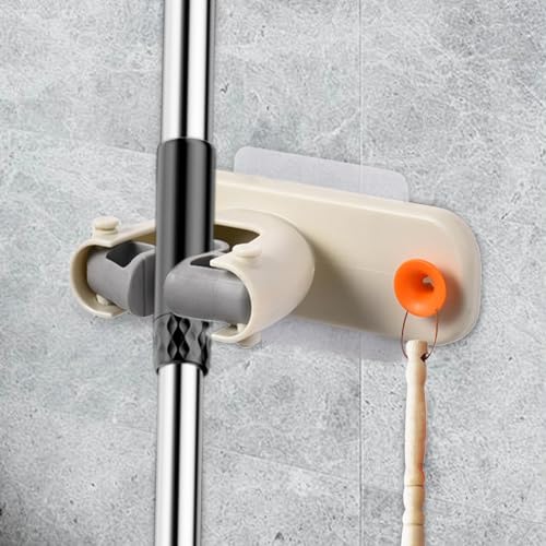 Broom And Mop Holder | Adhesive Garden Tool Organizer Rack | No Drilling Tool Holder for Broom, Mop, Shovel, and Towel Storage Solutions for Home and Garden Organization