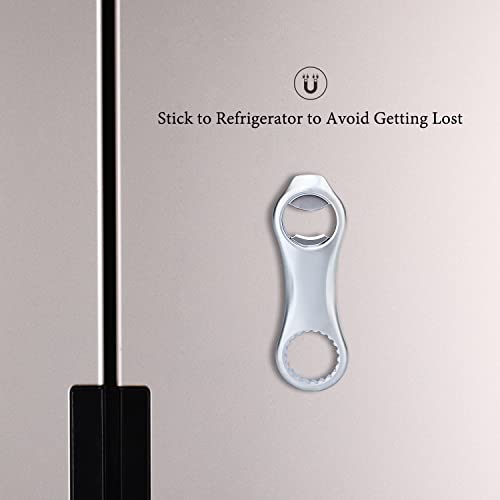 KITCHENDAO Magnetic Beer Bottle Opener for Refrigerator, Twist-off/Pry-off Opener, Pop-can Opener, Heavy Duty Steel Die-Cast Construction with Magnets, Stick to Fridge for Easy Storage, Gift for Men