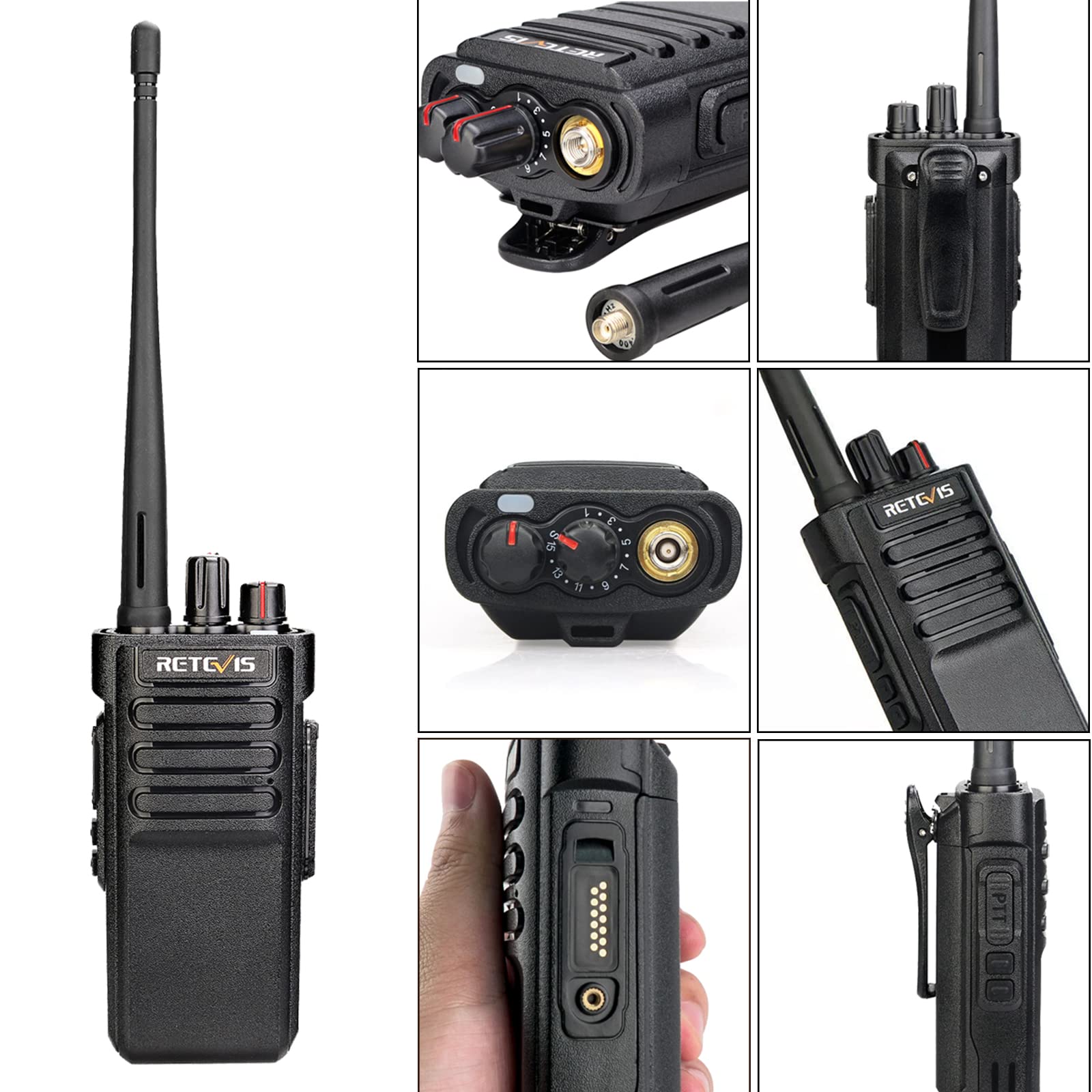 Retevis RT29 Two Way Radio, Heavy Duty 2 Way Radio, Walkie Talkies Long Range Rechargeable with 3200mAh, Fall-Resistant, for Construction School(6 Pack)